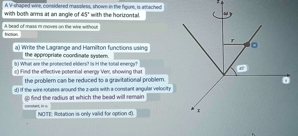 SOLVED: A V-shaped wire, considered massless,shown in the figure, is ...
