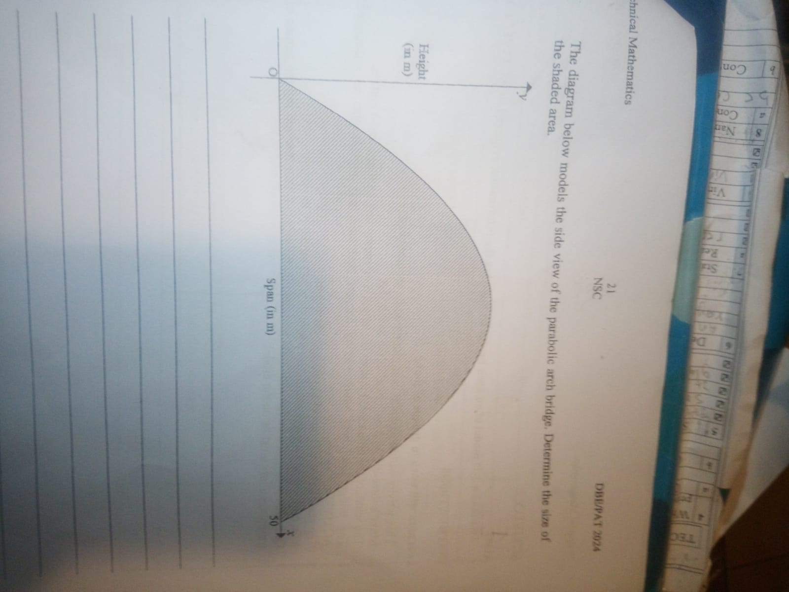 hnical Mathematics 21 NSC DBE/PAT 2024 The diagram below models the ...