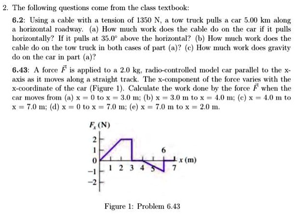 2. The following questions come from the class textbook: 6.2: Using a cable with a tension of ...