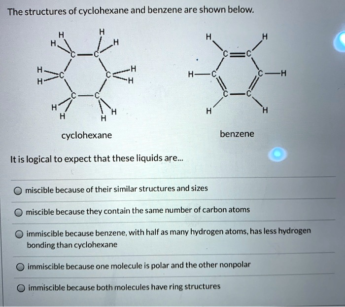 SOLVED: The structures of cyclohexane and benzene are shown below ...