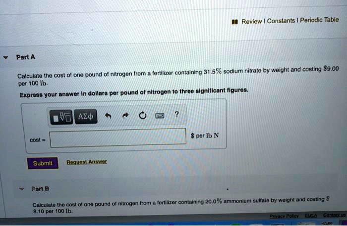 SOLVED: Roview Constants Periodic Table Part A tertilizer containing 31 ... SOLVED: Roview Constants Periodic Table Part A tertilizer containing 31 ...