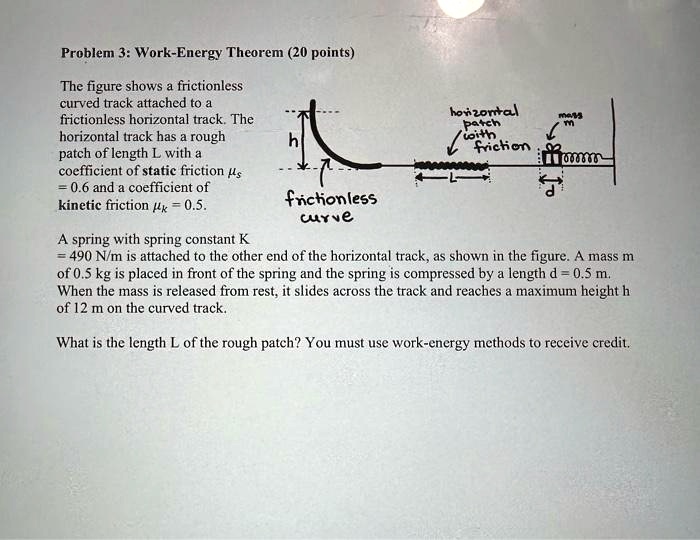 Problem 3: Work-Energy Theorem (20 points) The figure shows a ...