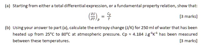 a starting from either a total differential expression or a fundamental ...