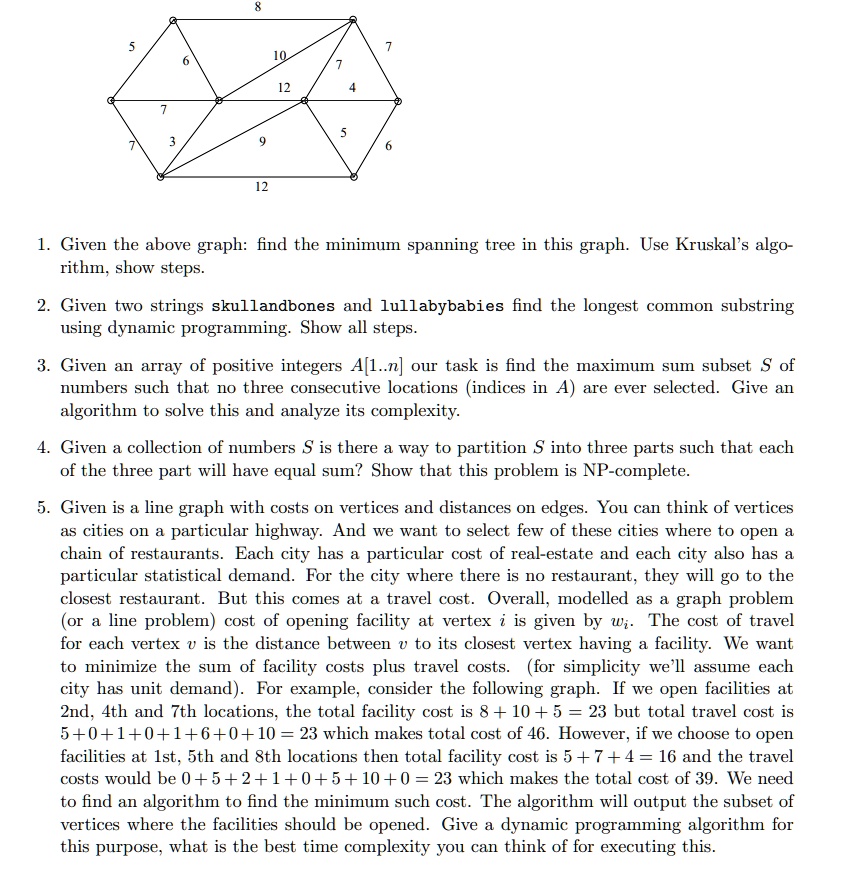 Solved 12 12 1 Given The Above Graph Find The Minimum Spanning Tree In This Graph Use