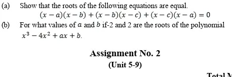 SOLVED: Show that the roots of the following equations are equal a)(x - b) b)(x c) + c)(x -0) =0 ...