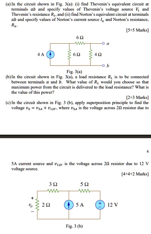 SOLVED: a) In the circuit shown in Fig. 3a):) find Thevenins equivalent circuit at terminals ab ...