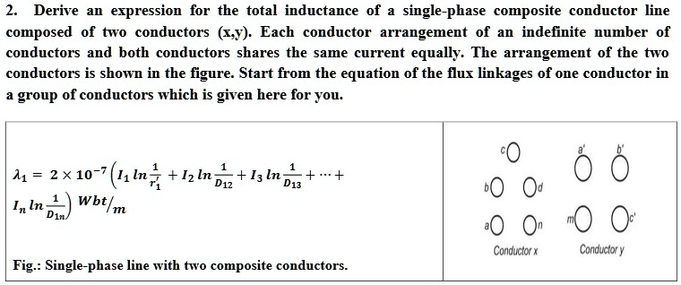 2. Derive an expression for the total inductance of a single-phase ...
