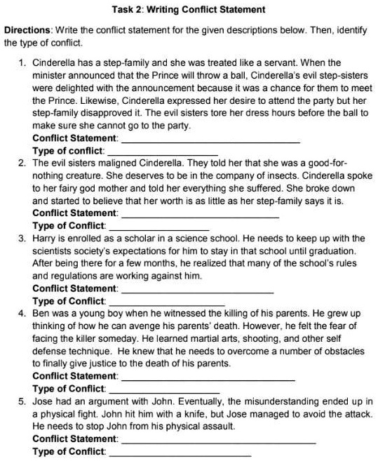 pasagot po thank you task 2 writing conflict statement directions write ...