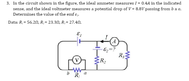 SOLVED: In the circuit shown in the figure, the ideal ammeter measures 0.4A in the indicated ...