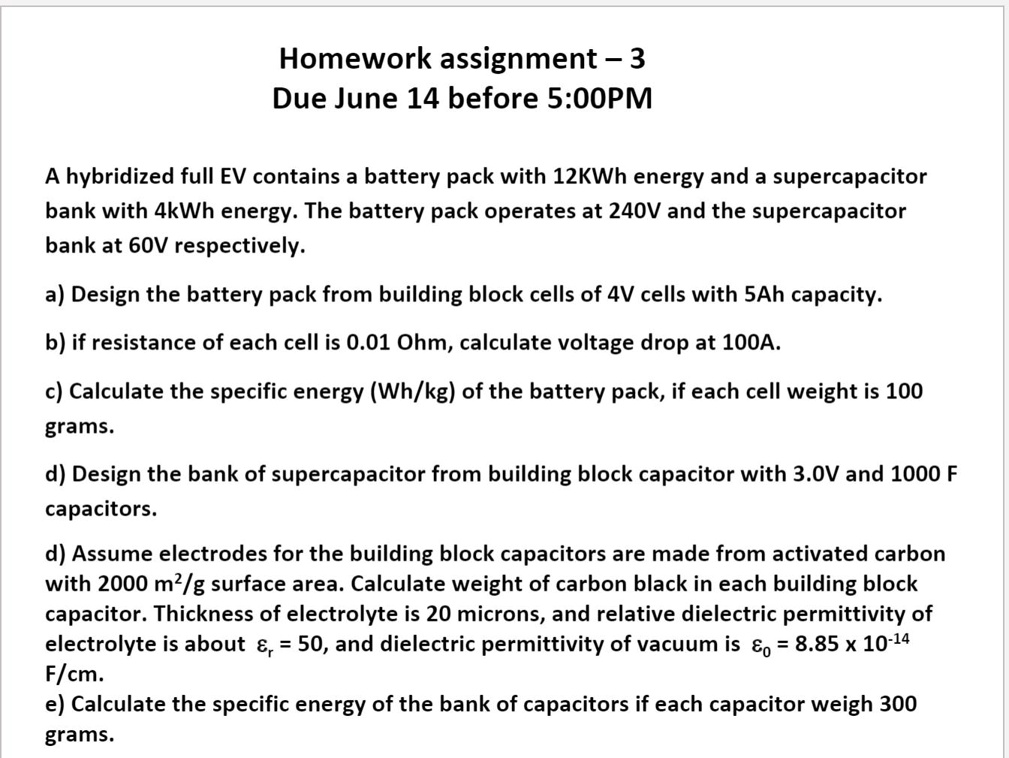 SOLVED: A hybridized full EV contains a battery pack with 12KWh energy ...