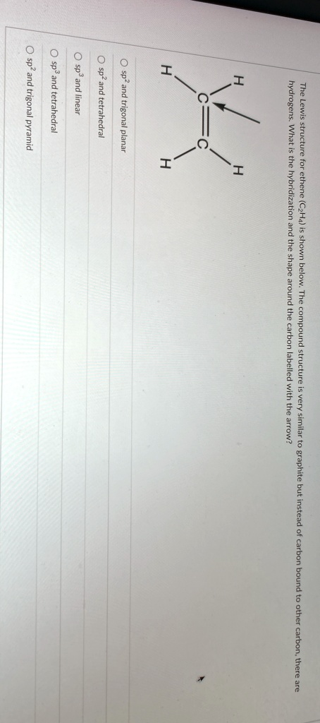 H The Lewis structure for ethene (C2H4) is shown below. The compound ...