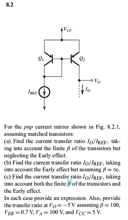 8.2 IREF VCC Q1 Q2 VO For the pnp current mirror shown in Fig. 8.2.1 ...