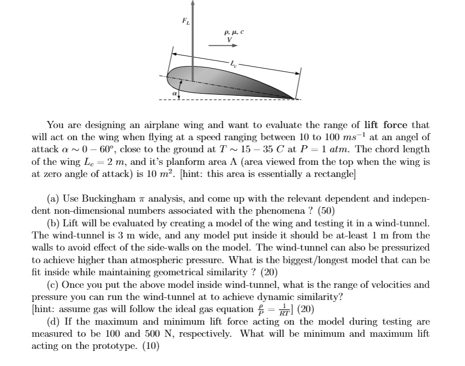 ? FL ?, ?, c V Lc You are designing an airplane wing and want to ...