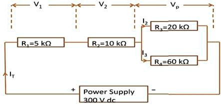 SOLVED: Figure shows a series-parallel resistive circuit connected to a DC supply. For the ...