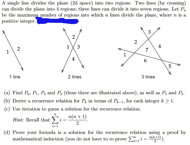 A single line divides the plane (2d space) into two regions. Two lines ...