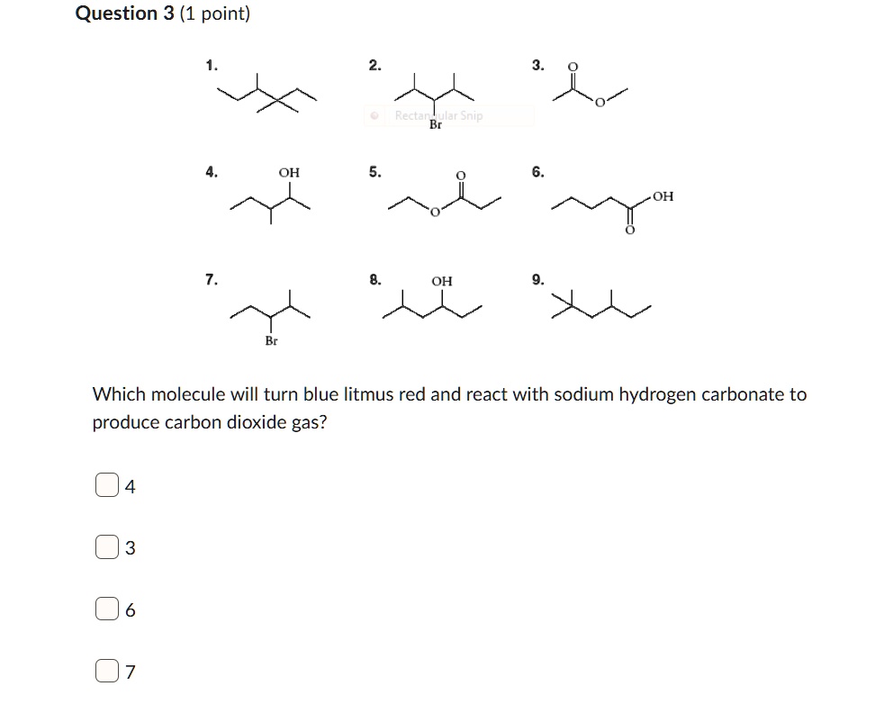 SOLVED: Question 3 (1 point) Br HO 5 Bf Which molecule will turn blue ...