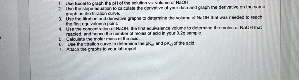 Use excel to graph the ph of the solution vs volume of naoh...