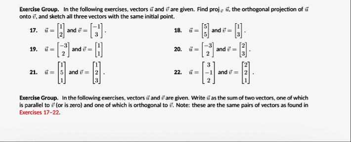 exercise group in the following exercises vectors vecu and vecv are ...