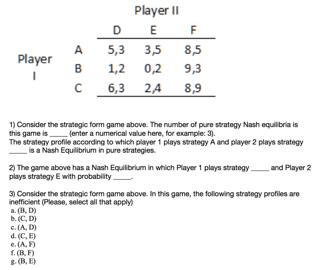 SOLVED: Game Theory question for a game based on Nash Equilibrium, Pure Strategies, and ...