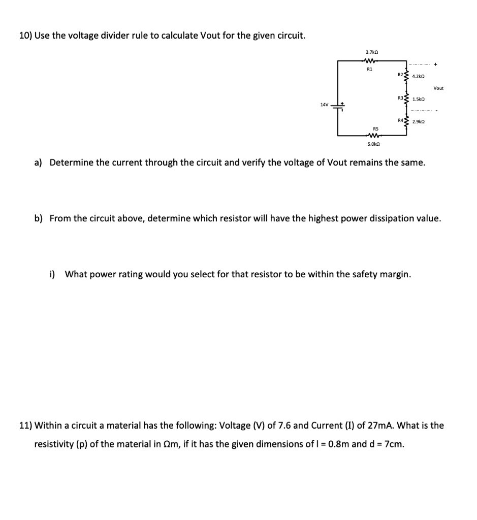 Use the voltage divider rule to calculate Vout for the given circuit: 3 ...