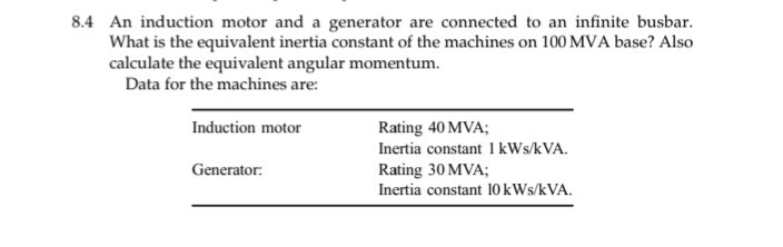 8.4 An induction motor and a generator are connected to an infinite ...