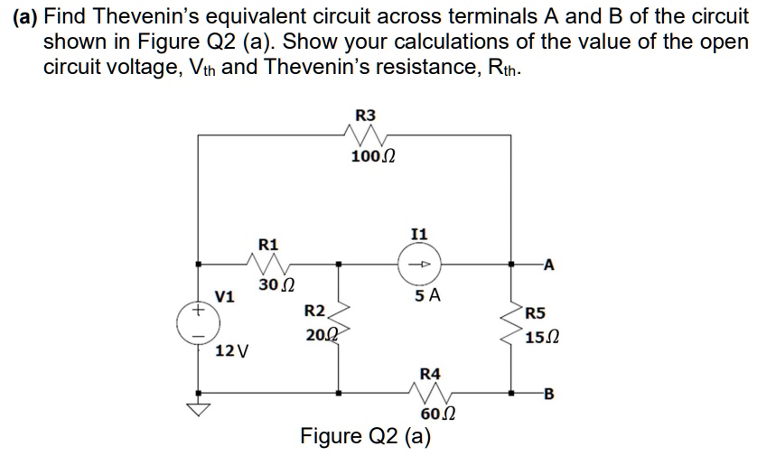 (a) Find Thevenin's equivalent circuit across terminals A and B of the circuit shown in Figure ...