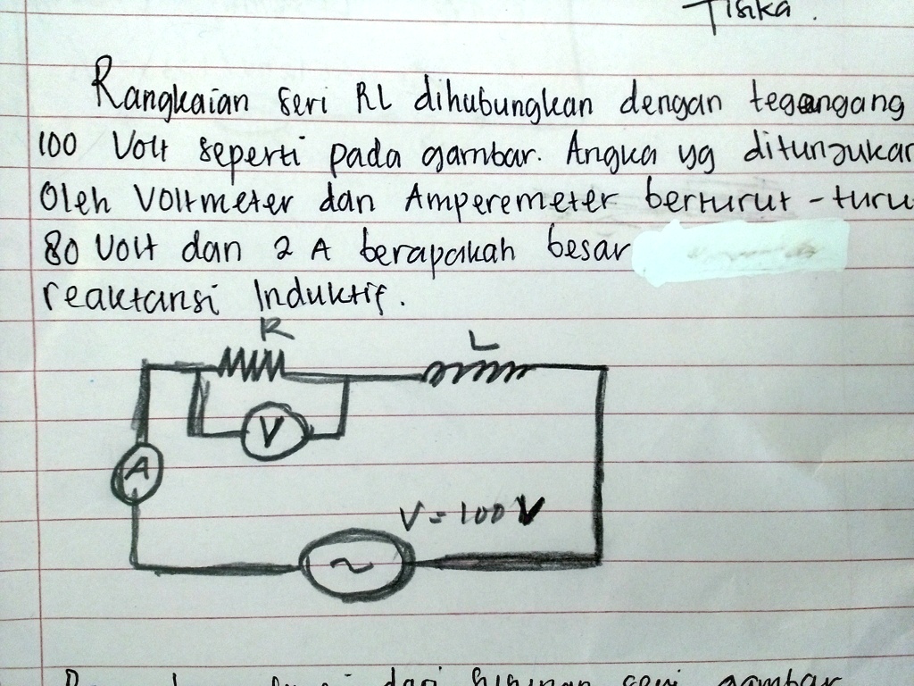 SOLVED: rangkaian seri RL dihubungkan dengan tegangan AC 100 volt ...