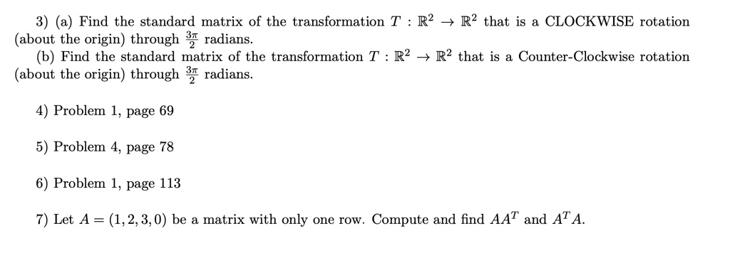A find the standard matrix of the transformation t r2 r2...