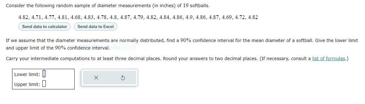 SOLVED: Consider the following random sample of diameter measurements ... SOLVED: Consider the following random sample of diameter measurements ...