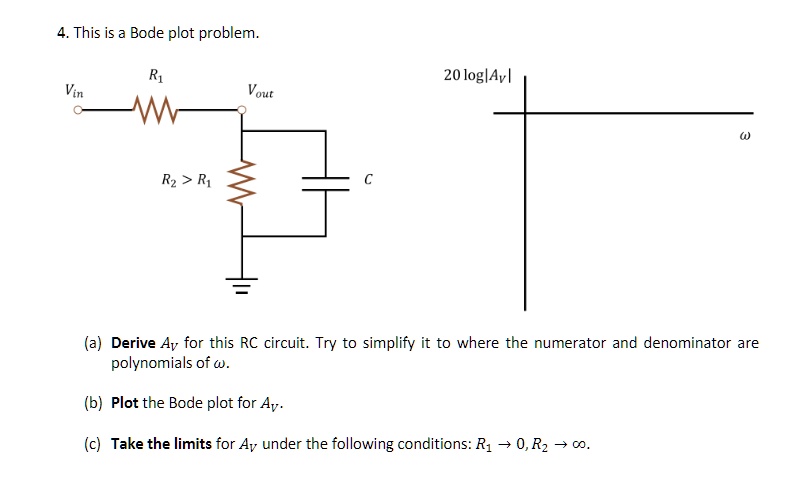 SOLVED: This is a Bode plot problem. R1 2010|Avl Vin Vout WM R2 > R1 a ...