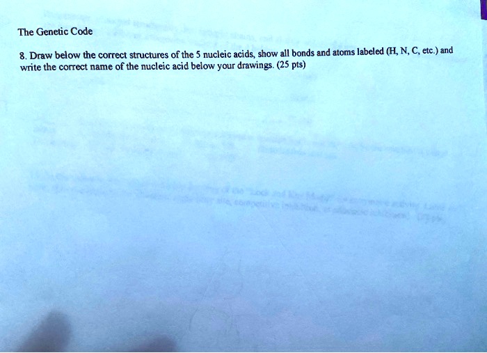 The Genetic Code 8. Draw below the correct structures of the 5 nucleic ...