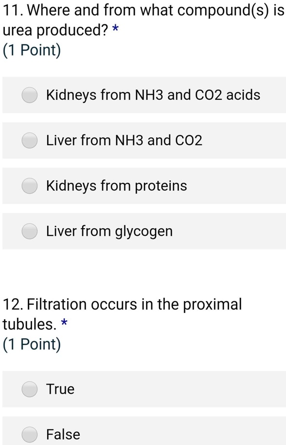 11 where and from what compounds is urea produced 1 point kidneys from ...