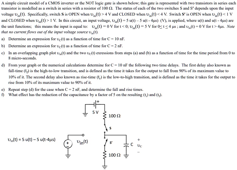 SOLVED: A simple circuit model of a CMOS inverter or the NOT logic gate ...