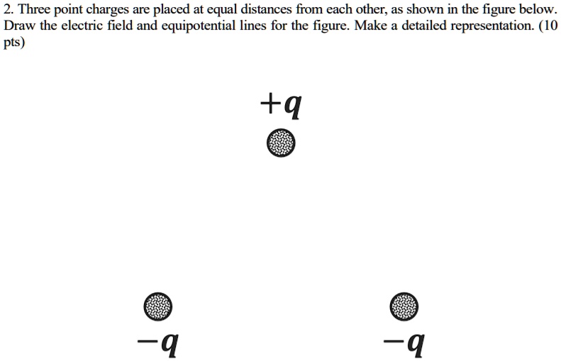 2. Three point charges are placed at equal distances from each other, as shown in the figure ...