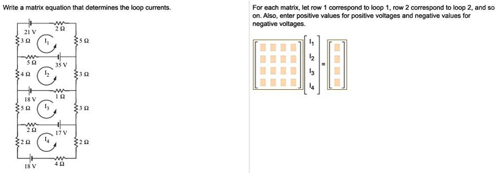 SOLVED: Write matrix equation that determines the loop currents For ...
