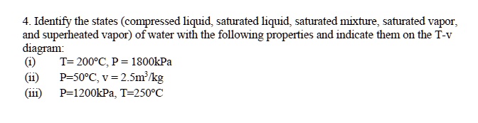 SOLVED: Identify the states (compressed liquid, saturated liquid ...