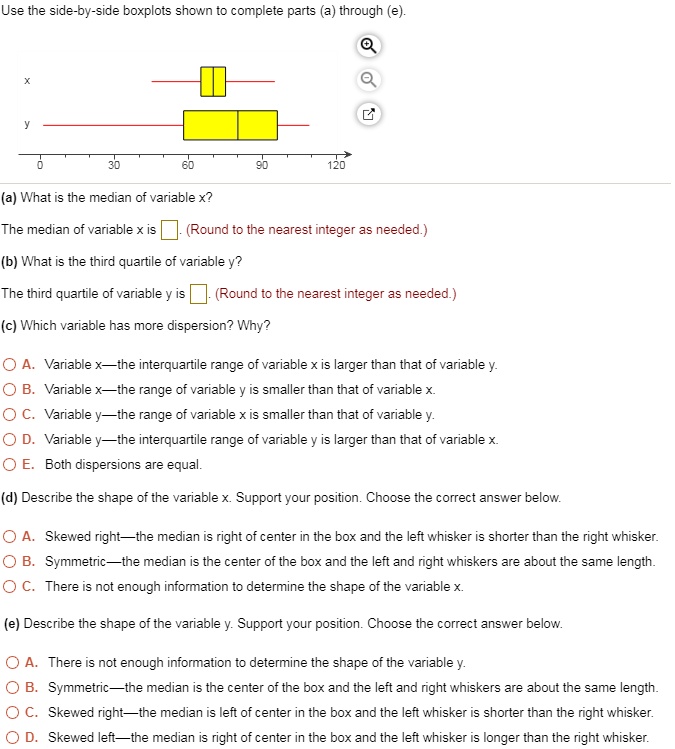 use the side by side boxplots shown to complete parts inrough what is ...