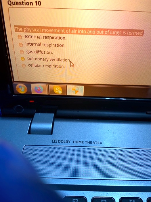 SOLVED: The physical movement of air into and out of the lungs is ...