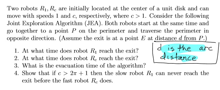 SOLVED: Two robots Ri and Re are initially located at the center of a ...