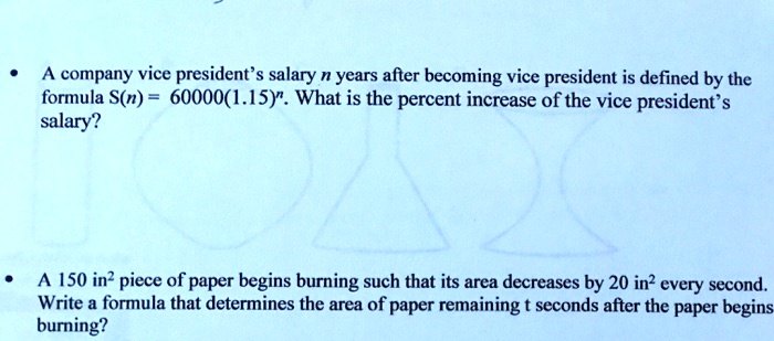 SOLVED: A company vice president's salary n years after becoming vice ...