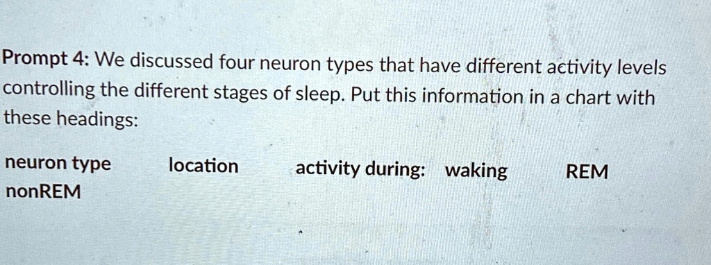 we discussed four neuron types that have different activity levels ...