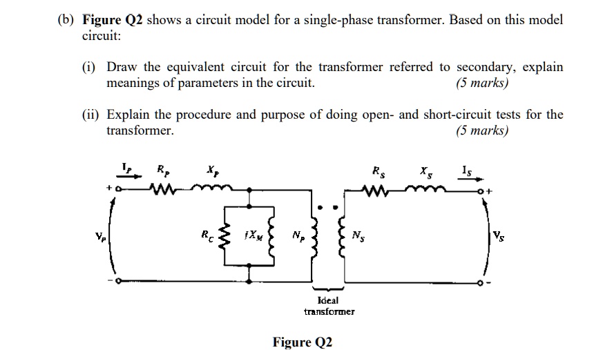 SOLVED: (b) Figure Q2 shows a circuit model for a single-phase transformer. Based on this model ...