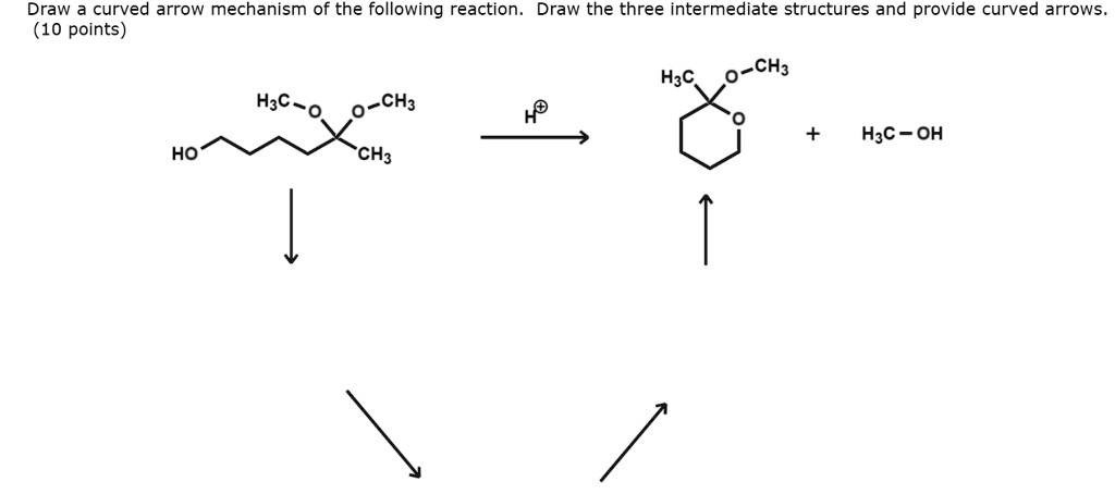 SOLVED: Draw curved arrow mechanism of the following reaction. Draw the three intermediate ...
