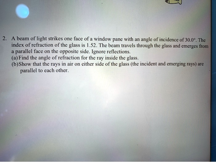 a beam of light strikes one face of a window pane with an angle of ...