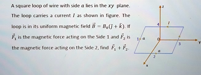 a square loop of wire with side a lies in the xy plane the loop carries ...