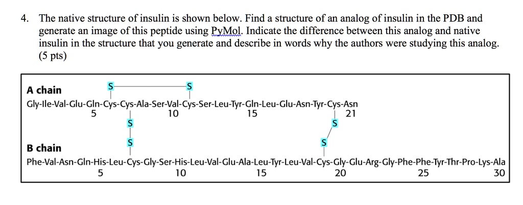 4. The native structure of insulin is shown below. Find a structure of ...