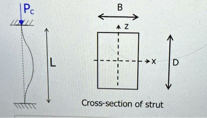 SOLVED: Calculate the critical load for the strut shown, For L=2.0m, B ...