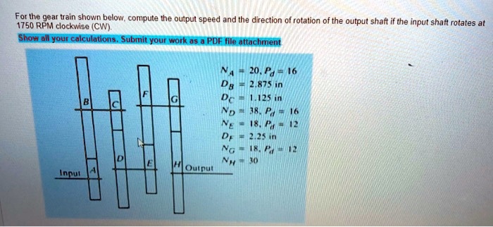 For the gear train shown below, compute the output speed and the direction of rotation of the ...