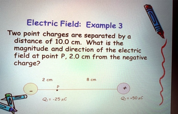 SOLVED: Electric Field: Example 3 Two point charges are separated by a distance of 10.0 cm.What ...