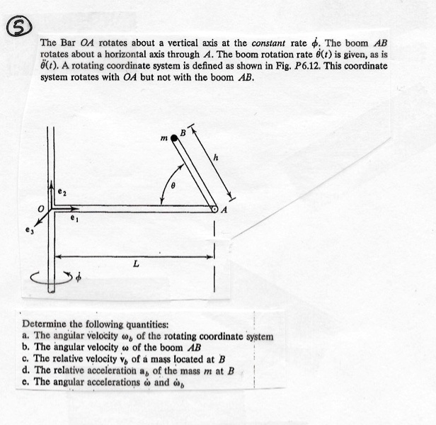 SOLVED: The Bar OA rotates about a vertical axis at the constant rate ...